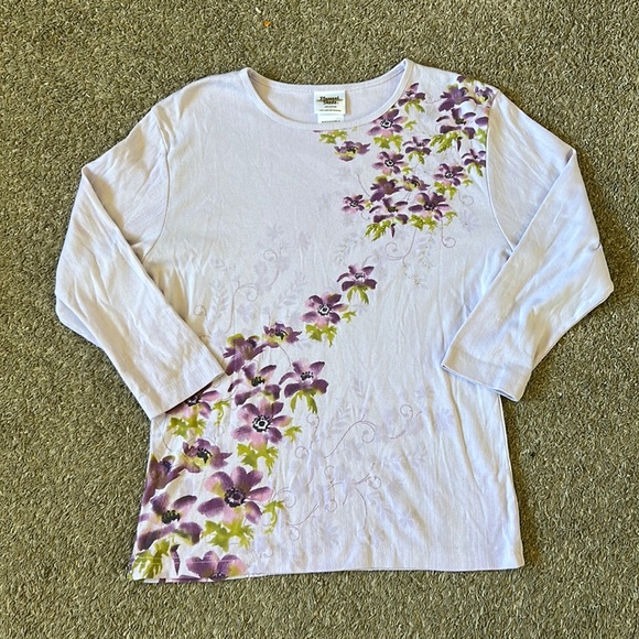 Pleasant Shade | Tops | Bejeweled Violet Floral Top | Poshmark